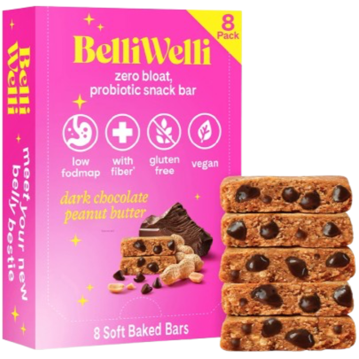 Belliwelli Zero Bloat Probiotic Snack Bar - Dark Chocolate Peanut Butter (8 CT) – Martie