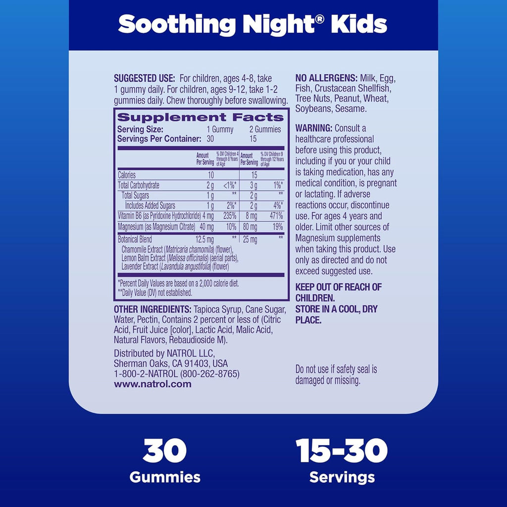 Natrol Kids Soothing Night Melatonin-Free Sleep Gummies (30 CT) – Martie