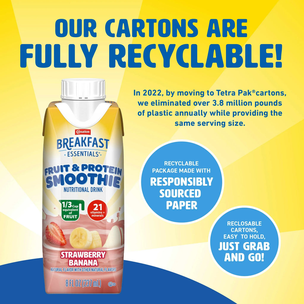 Carnation Strawberry Banana Fruit & Protein Smoothie Drink (6 Pack ...