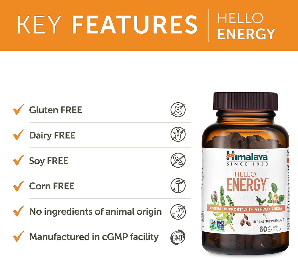 Himalaya Hello Energy Adrenal Support Vegetarian Supplement (60 CT ...