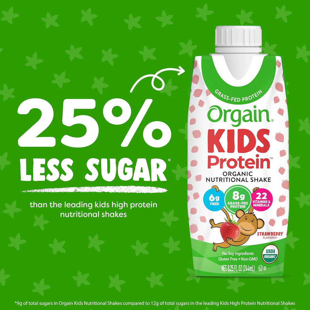 Orgain Strawberry Kids Protein Organic Nutritional Shake (12 Pack) – Martie