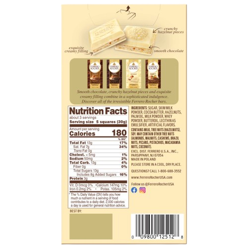 Ferrero Ferrero Rocher White Hazelnut Tablet (3 Pack) – Martie