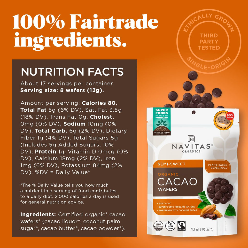 Organic Semi-Sweet Cacao Wafers Chips – Martie