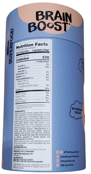 Planet Superfood Organic Powdered Drink Mix - Brain Boost (10CT) – Martie