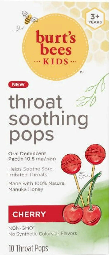 Burt's Bees Throat Soothing Pops - Oral Demulcent - Cherry (10CT) – Martie
