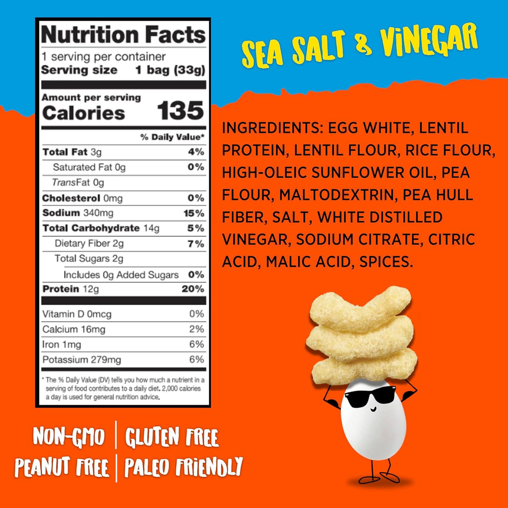 Todd's Better Snacks Egg-Cellent Protein Puffs, Sea Salt & Vinegar (10 ...