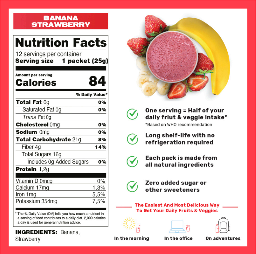 Smoothie-N-Go Blender-Free Smoothie Powder Mix - Banana-Strawberry (12 ...