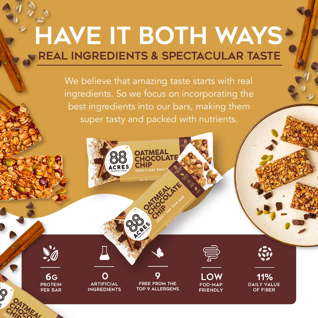 88 Acres Oatmeal Chocolate Chip Seed & Oat Bar (8 CT) – Martie
