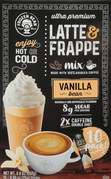 The Frozen Bean Frozen Bean Latte & Frappe Mix, Vanilla Bean (10 CT ...