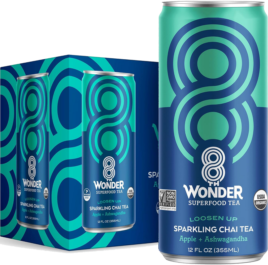 8th Wonder Superfood Tea Apple Ashwagandha Sparkling Chai Tea (12 Pack ...