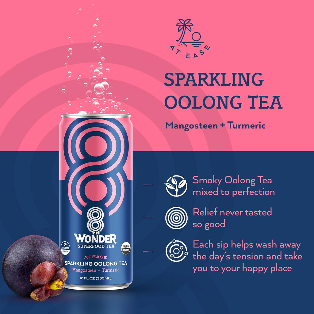 8th Wonder Superfood Tea Sparkling Oolong Tea Mangosteen + Turmeric (12 ...
