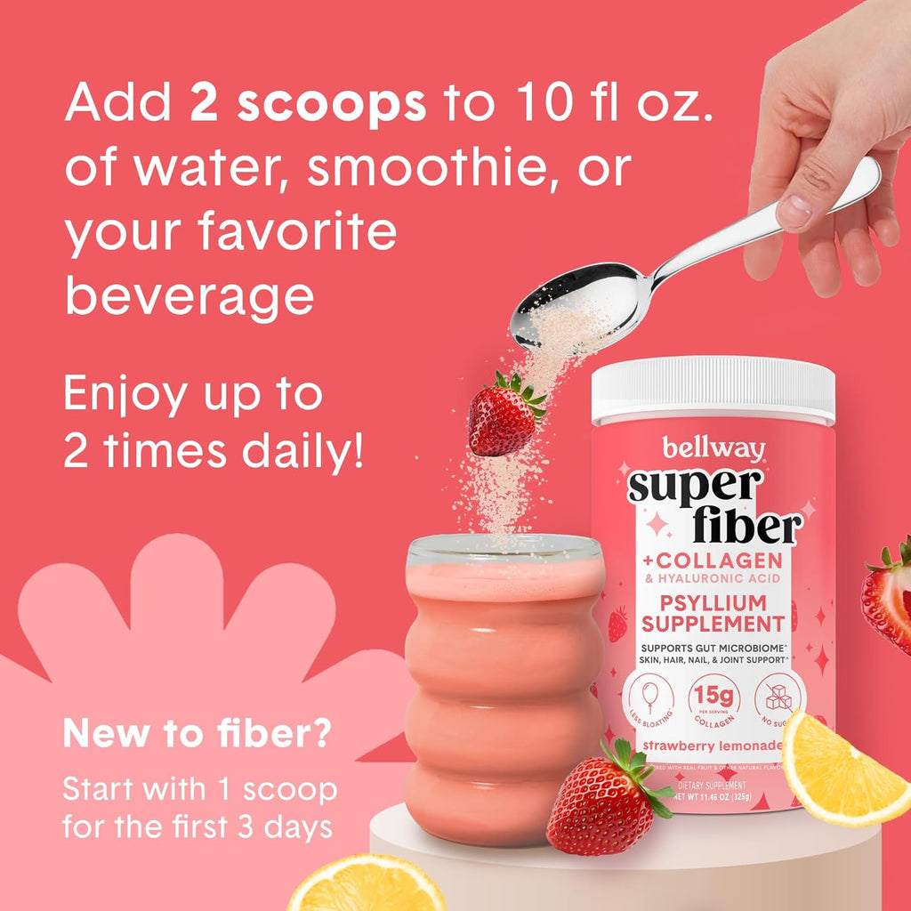 Bellway Strawberry Lemonade Fiber + Collagen Powder – Martie