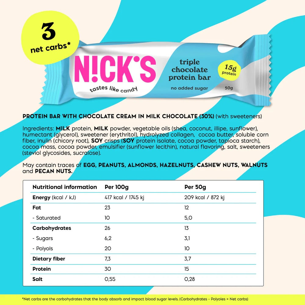 Nick's Triple Chocolate Protein Bar (12 CT) – Martie
