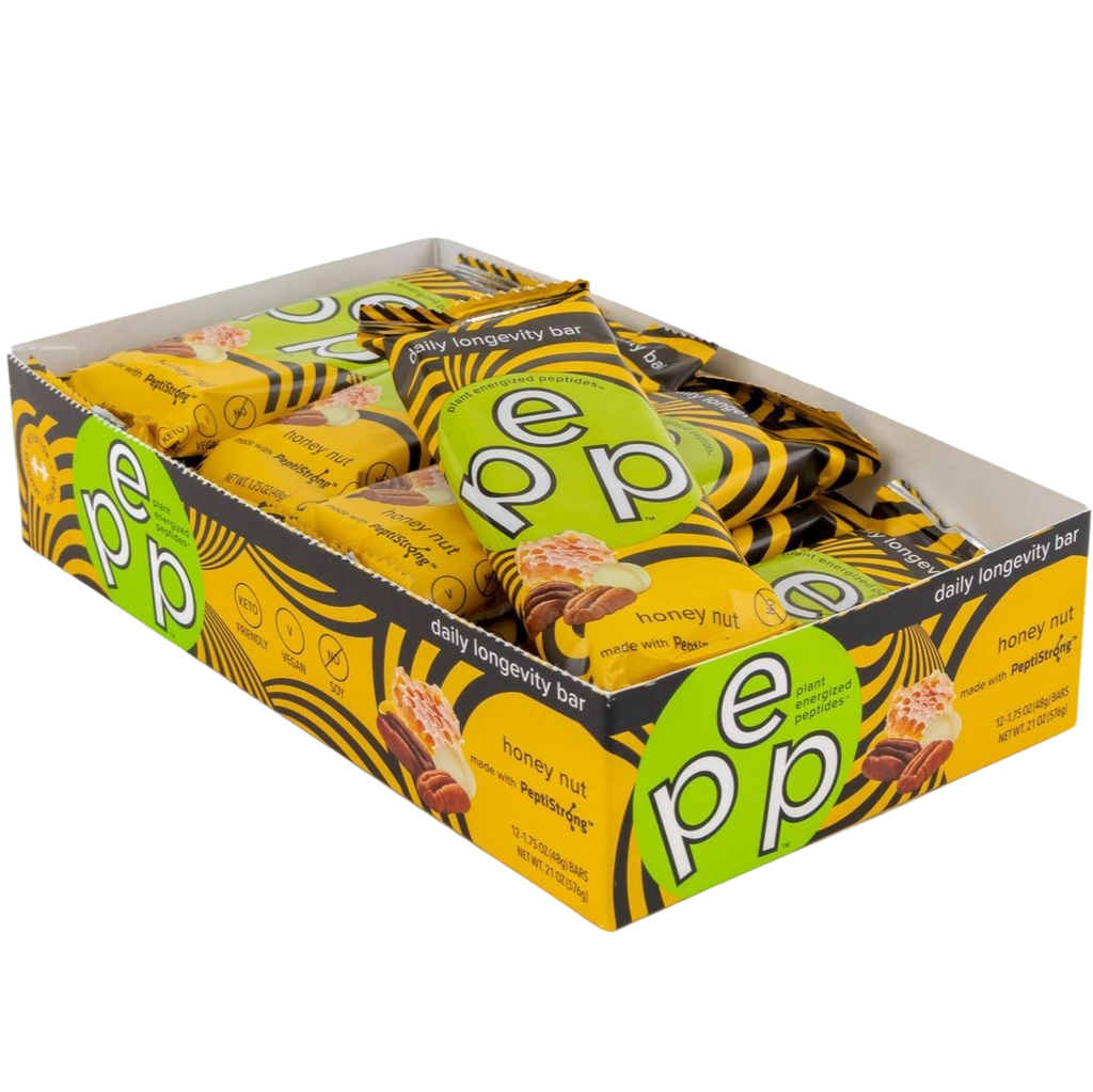 Plant Energized Peptides Honey Nut PEP Bar (12 Pack) – Martie