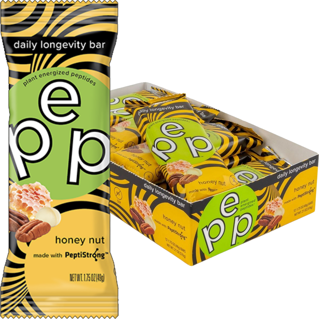 Plant Energized Peptides Honey Nut PEP Bar (12 Pack) – Martie