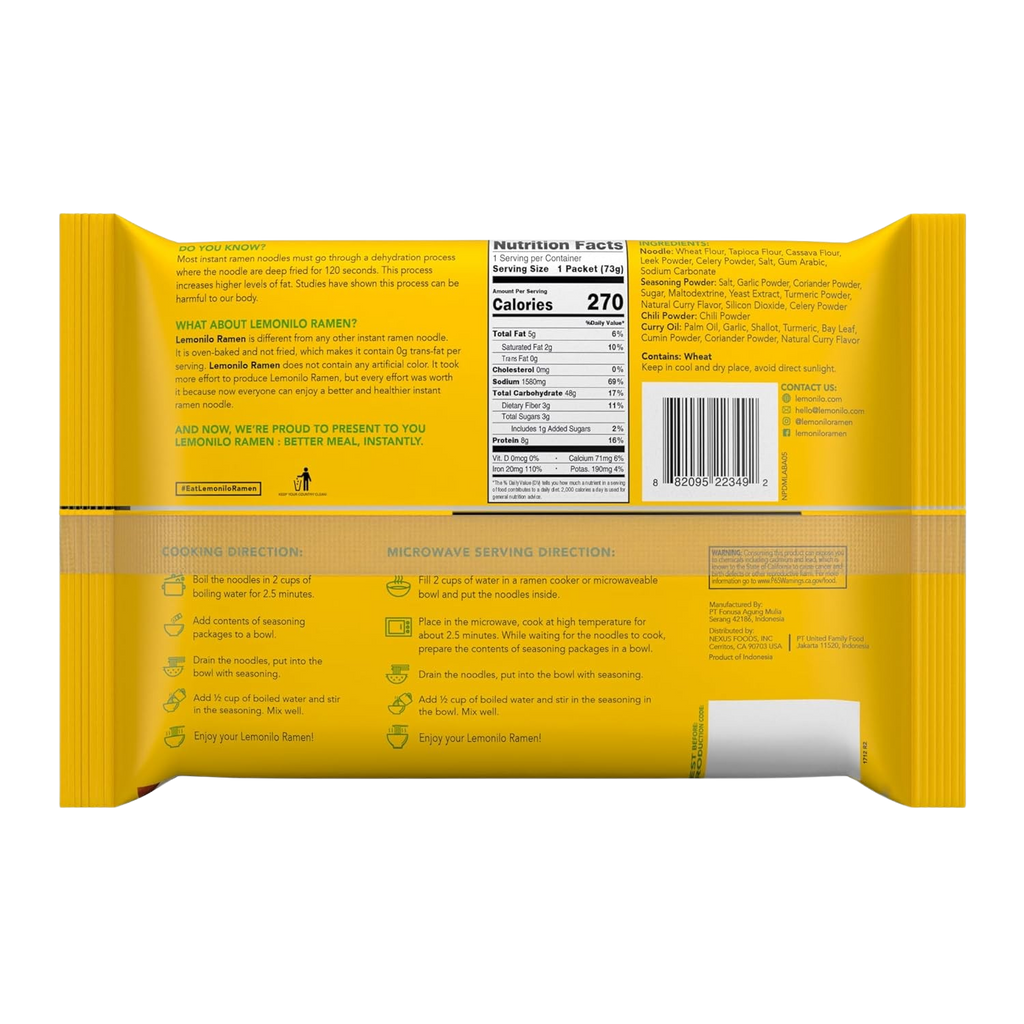Lemonilo Ramen Healthy Chicken Curry Ramen with Turmeric (6 Pack) – Martie