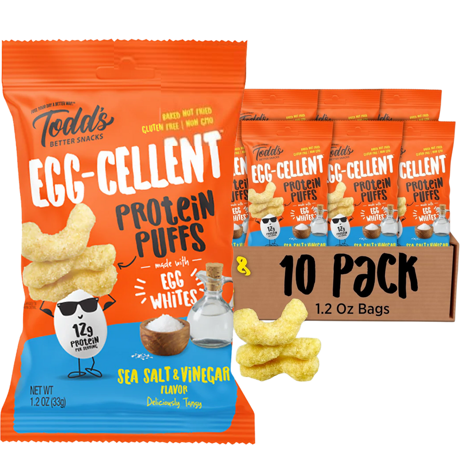 Todd's Better Snacks Egg-Cellent Protein Puffs, Sea Salt & Vinegar (10 ...