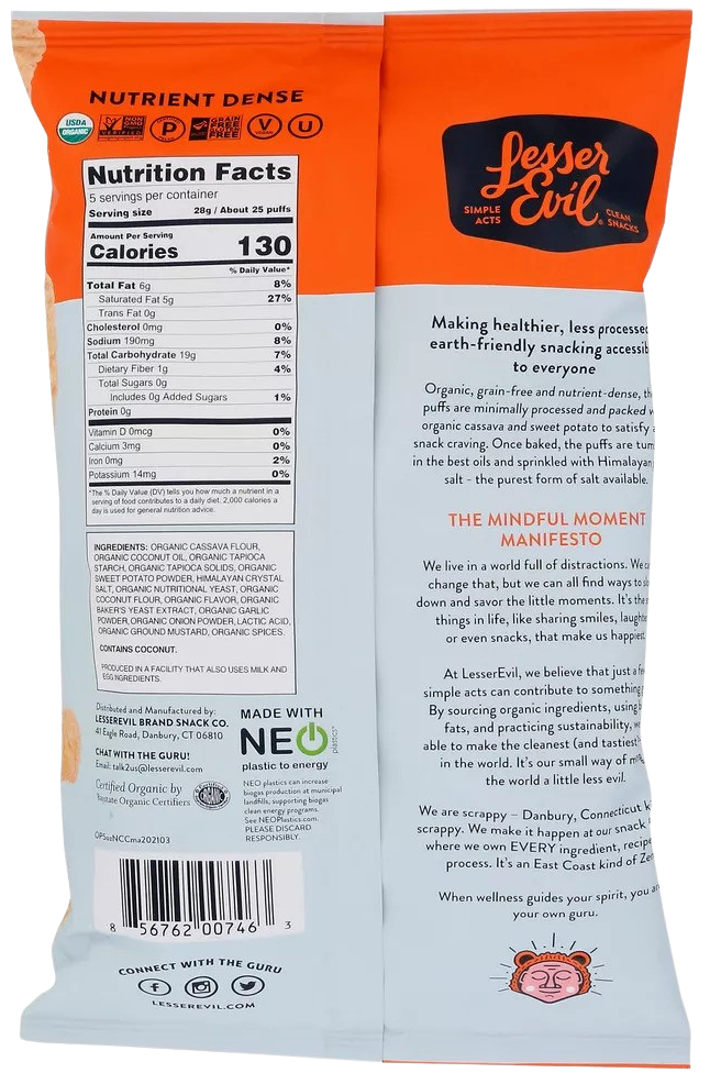Lesser Evil No Cheese Cheesiness Paleo Puffs – Martie