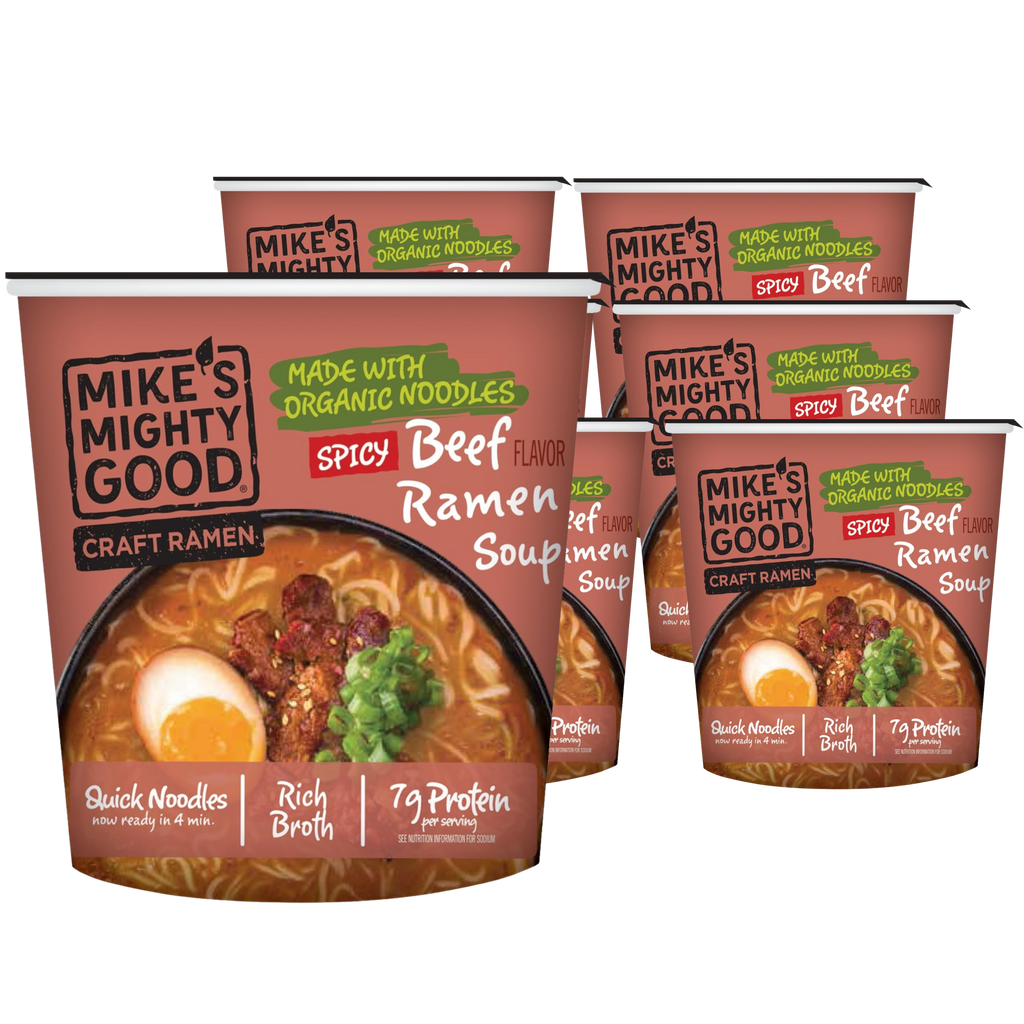 Mikes Mighty Good Organic Spicy Beef Flavor Ramen Noodle Soup Cup (6 ...