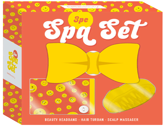 Bella Beauty 3 pc Spa Set with Beauty Headband, Hair Turban and Scalp Massager – Martie