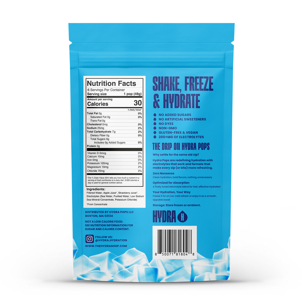 Hydra Hydration Hydra Pops Strawberry Electrolyte Freeze Pops (6 CT ...