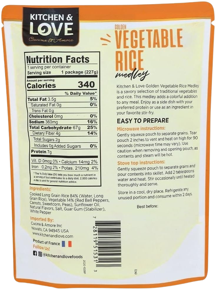 Kitchen and Love Golden Vegetable Rice Pouches (6 Pack) – Martie