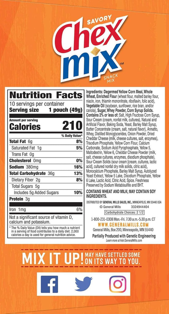 Trail Mix 4 Boxes 10 Ct Chex Mix Cheddar Savory Snack Bags Bulk Snacks