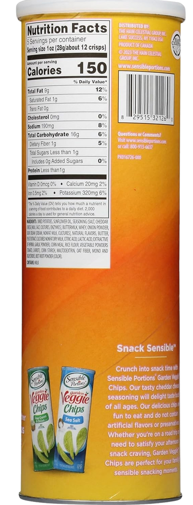 Sensible Portions Cheddar Cheese Veggie Chips - Canister – Martie