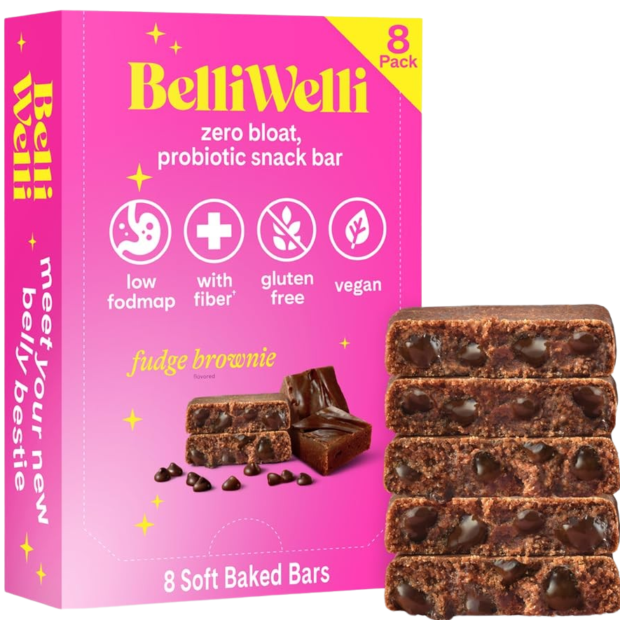 Belliwelli Soft Baked Probiotic Snack Bar, Fudge Brownie (8 Pack) – Martie