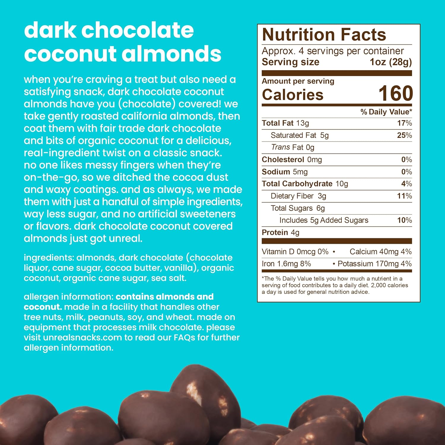 Unreal Dark Chocolate Coconut Covered Almonds – Martie