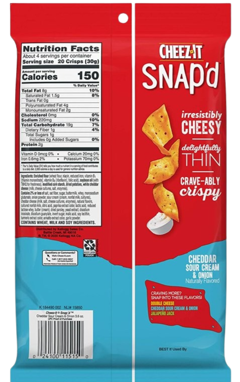 Cheez-It Snap'd Cheddar Sour Cream & Onion Cheesy Baked Snacks – Martie