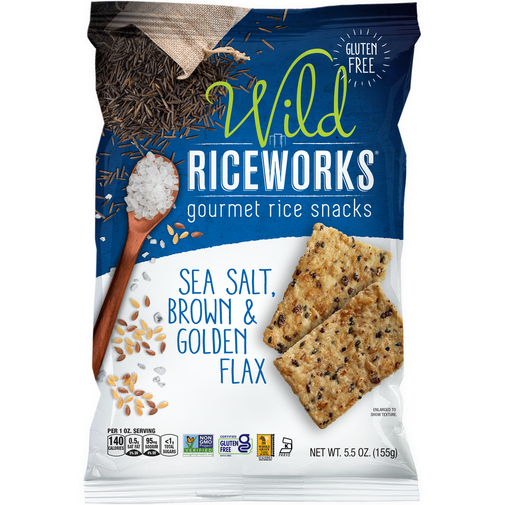 Riceworks Sea Salt, Brown & Golden Flax Rice Crackers – Martie
