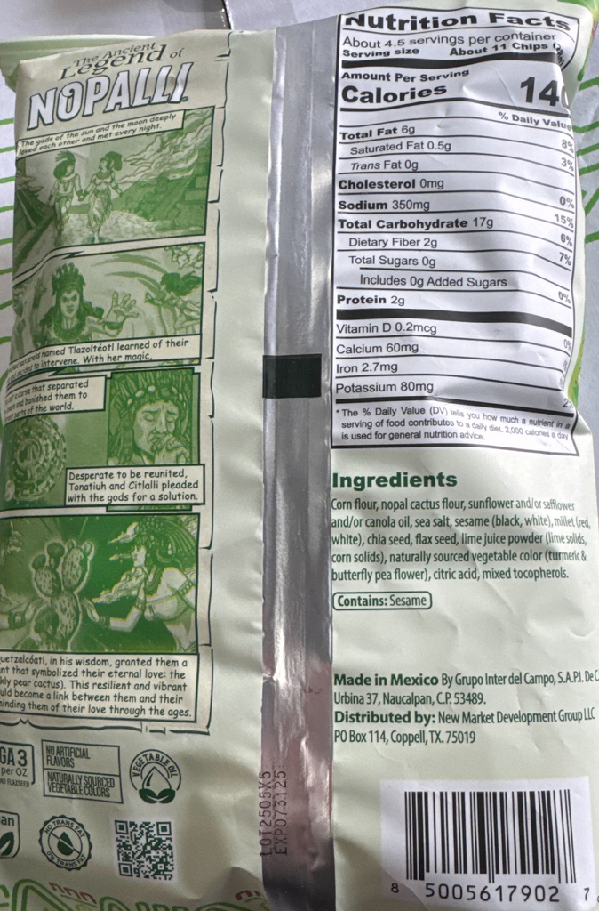 Nopalli Lime Cactus Tortilla Chips – Martie