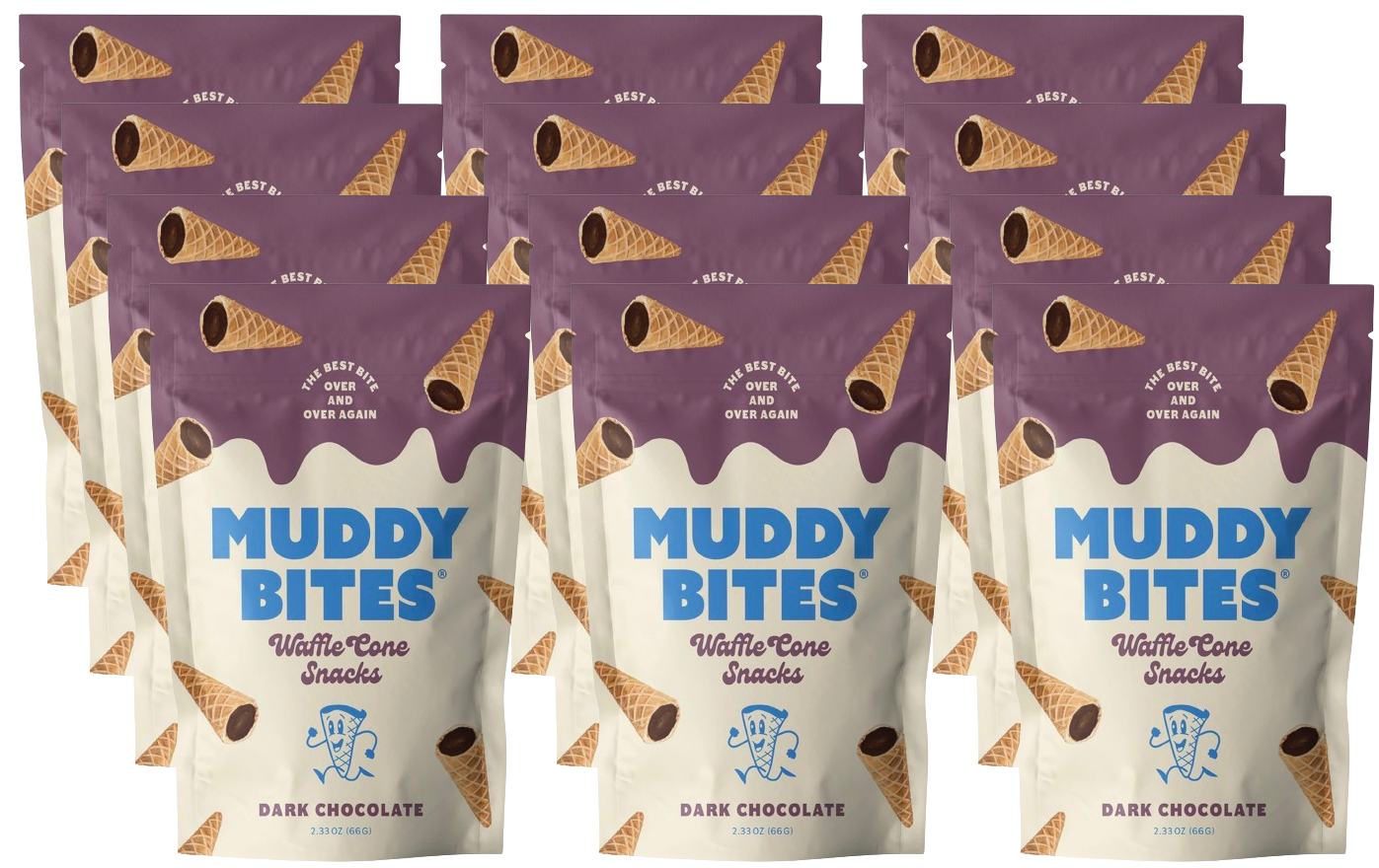 Muddy Bites Dark Chocolate Waffle Cone Snacks (12 Pack) – Martie