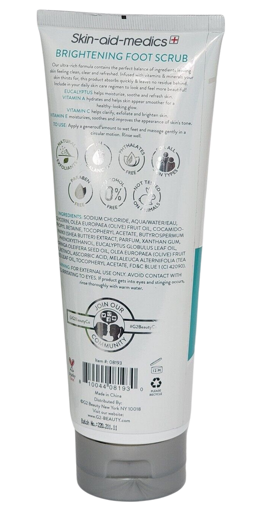 Skin-aid-medics Eucalyptus Brightening Foot Scrub with Vitamins A, C ...