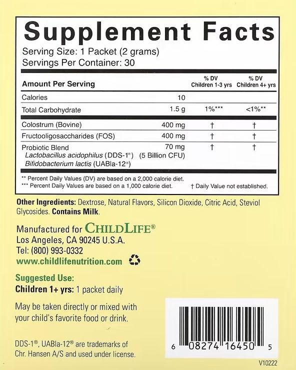 ChildLife Essentials Probiotics w/ Colostrum Powder Packets (30 CT ...