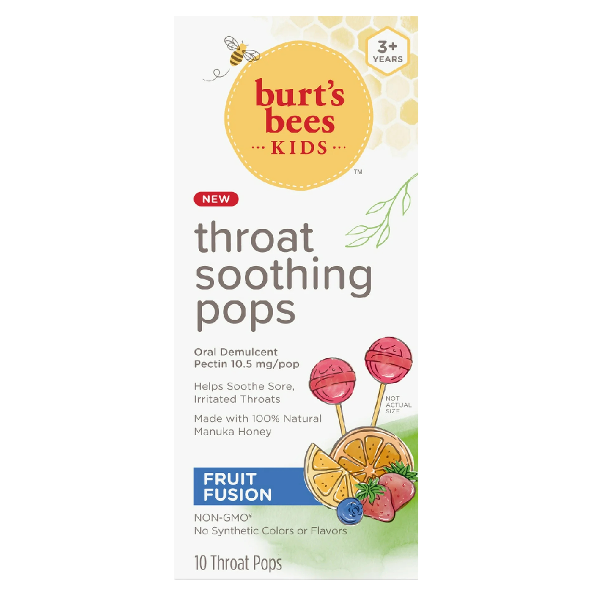 Burt's Bees Throat Soothing Pops - Oral Demulcent - Fruit Fusion (10CT ...