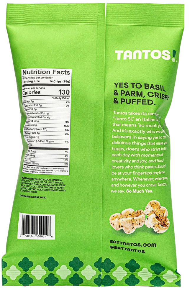 Tantos Puffed Pasta Chip - Pesto Flavor – Martie