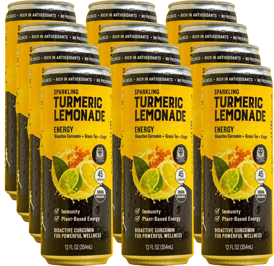 Golden Tiger Organic Sparkling Turmeric Lemonade Sparkling Energy (12 ...