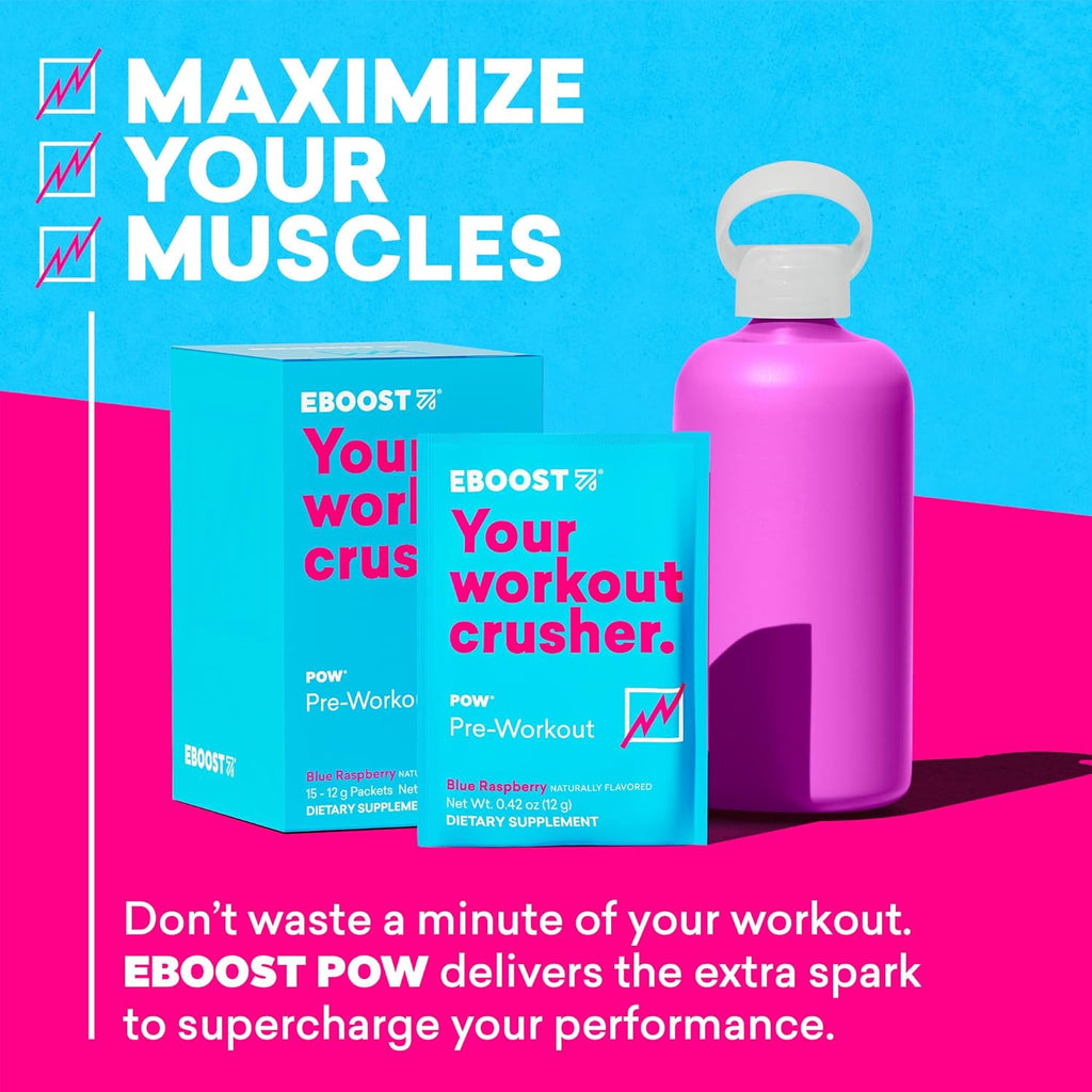 EBOOST Blue Raspberry Workout Powder (15 Packets) – Martie