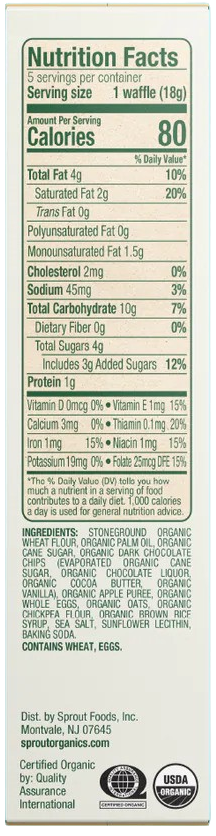 Sprout Organics CoComelon Wafflez Toddler Snack Chocolate Chip and ...