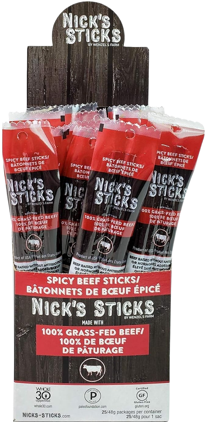 Nick's Sticks Grass Fed Spicy Beef Stix Snack (25 Pack) – Martie