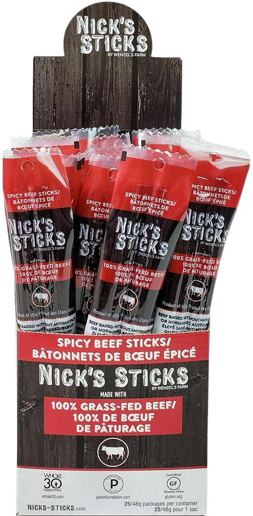 Nick's Sticks Grass Fed Spicy Beef Stix Snack (25 Pack) – Martie