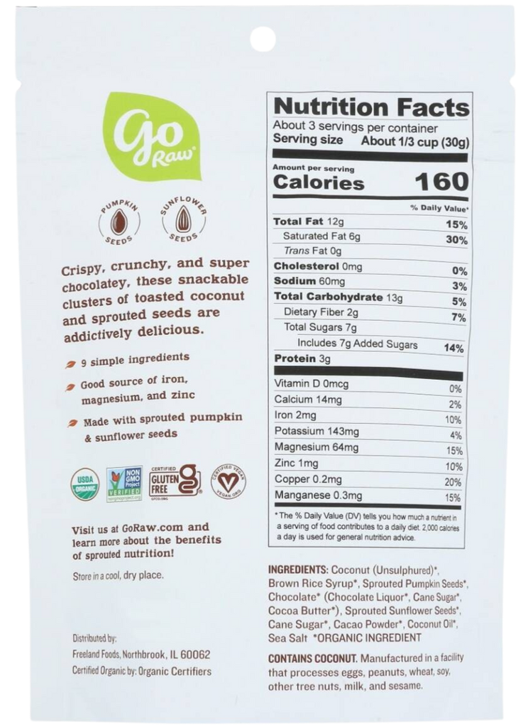 Go Raw Dark Chocolate Sprouted Organic Seed Clusters – Martie