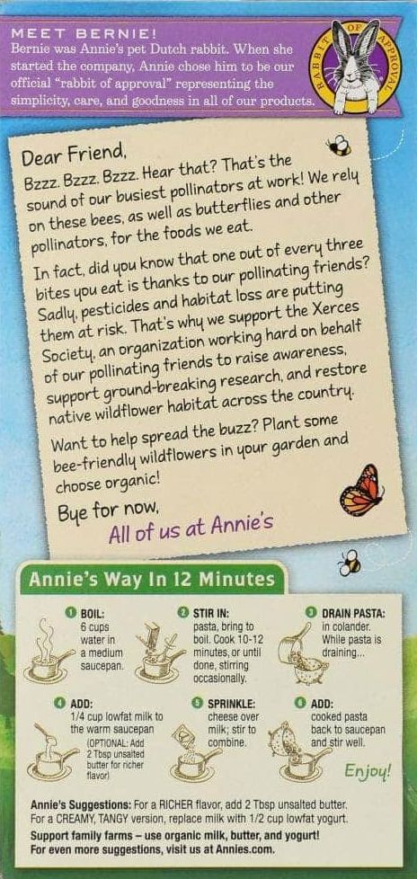 Annie’s Homegrown Organic Mac & Bees Pollinator Shapes Pasta with Yummy ...