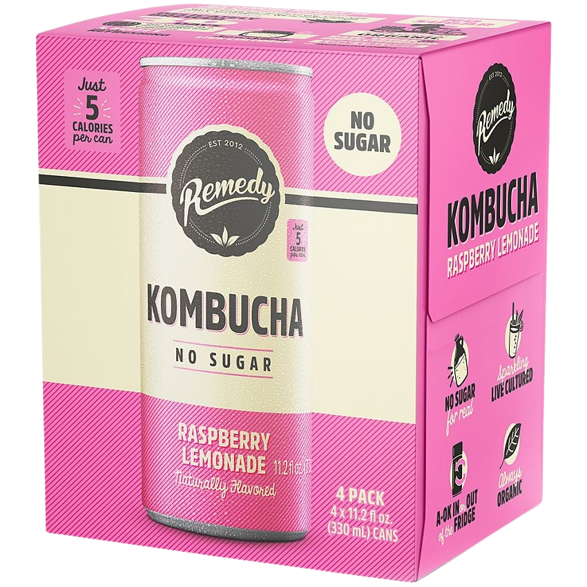 Remedy Raspberry Lemonade Kombucha (4 Pack) – Martie