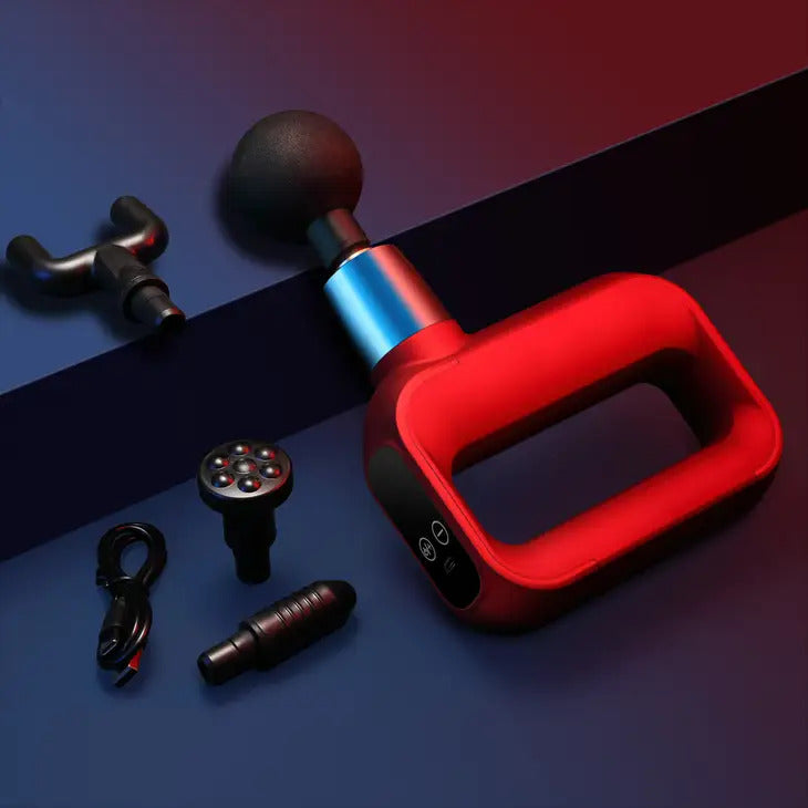 LAX Gadgets Massage Gun w/ 5 Interchangable Heads-Red – Martie