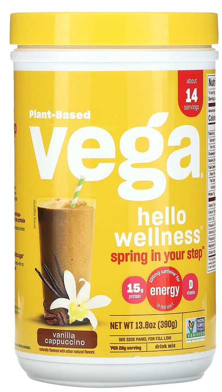 Vega Hello Wellness Spring In Your Step Vanilla Cappuccino Protein ...