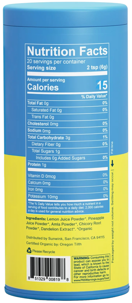 Sunwink Organic Digestion Lemonade Superfood Mix Dietary Supplement ...