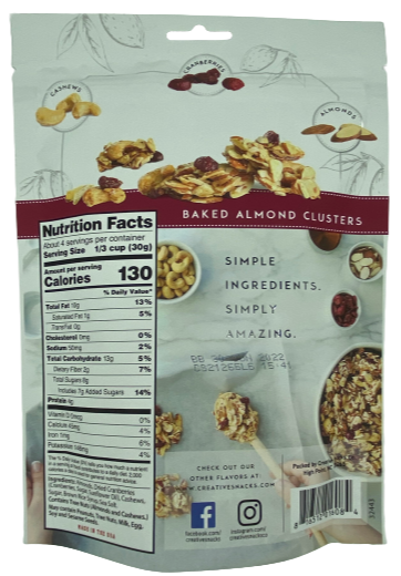 Creative Snacks Almond Clusters With Cranberry & Cashews – Martie